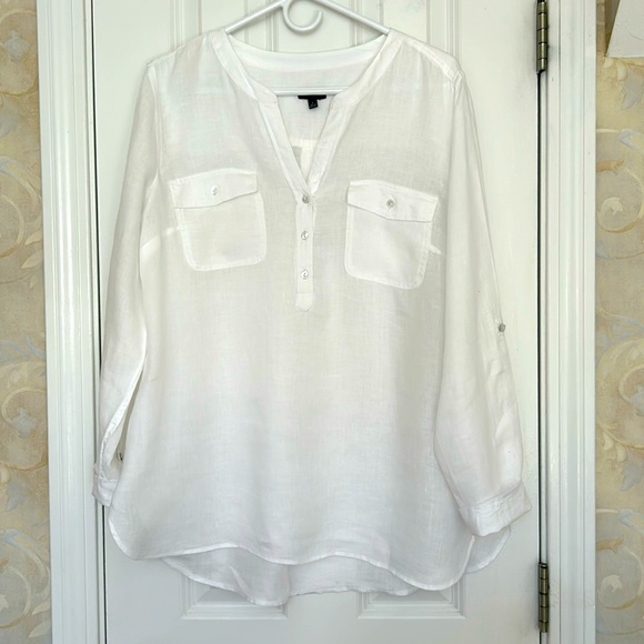 Talbots | Tops | Euc Talbots Linen Lightweight Gauzy Tunic With Roll ...
